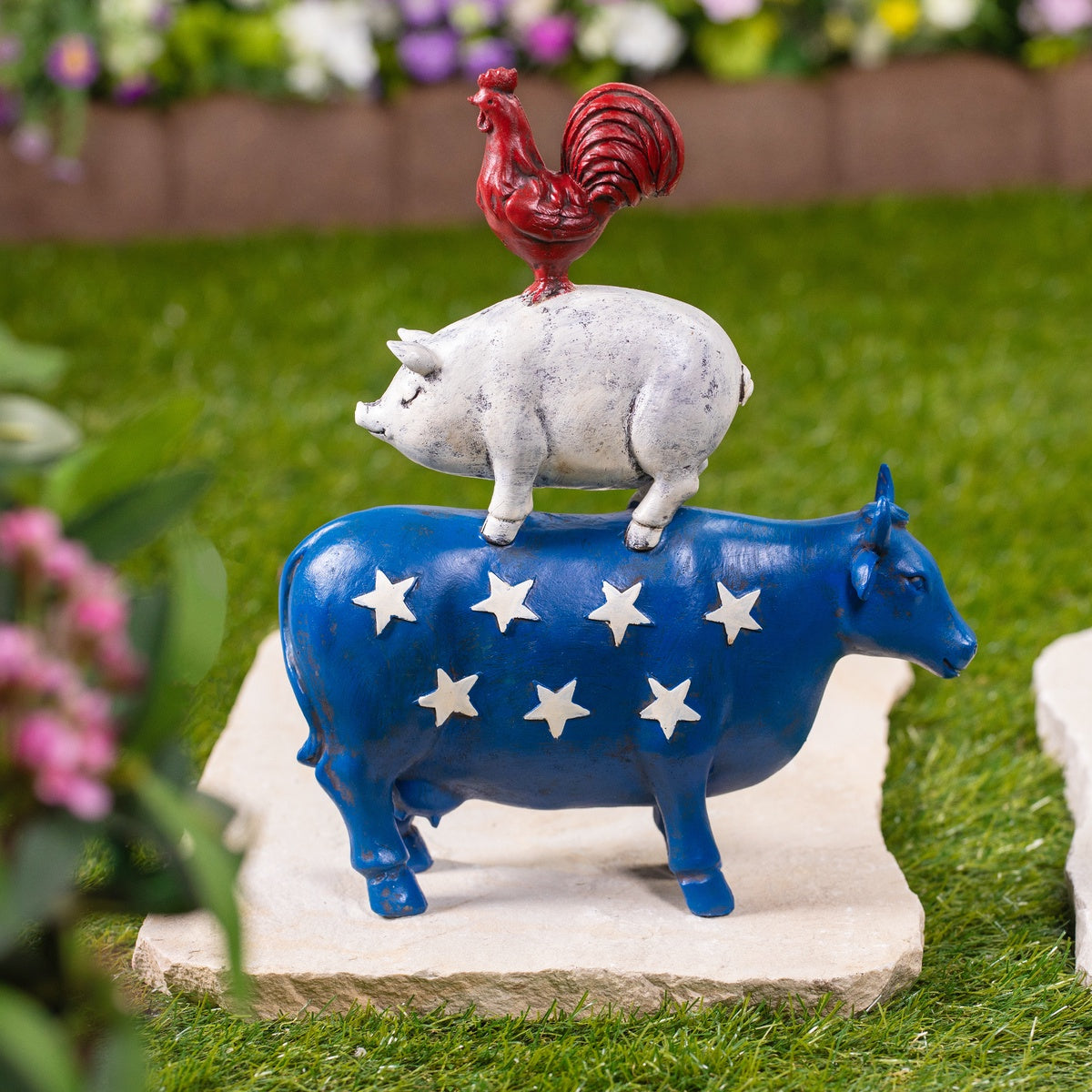 Northlight Stacked Patriotic Farm Animals Outdoor Garden Statue - 12 ...