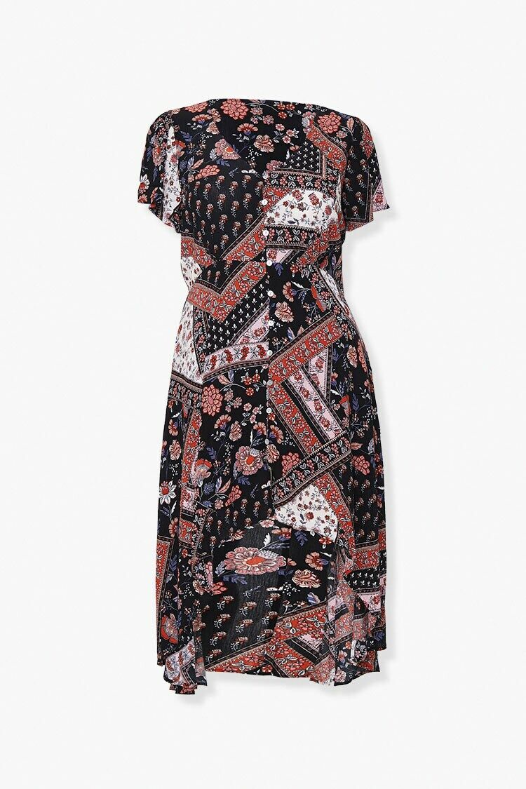 Forever 21 Plus Size Floral Button-Front Dress - black rust – Bonton