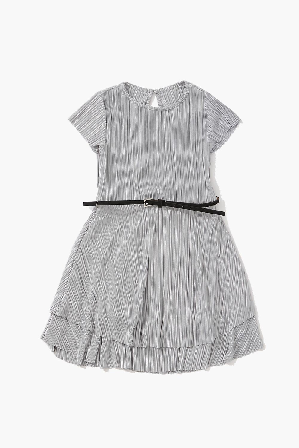 Forever 21 Girls Belted Pleated Dress (Kids) - silver – Bonton