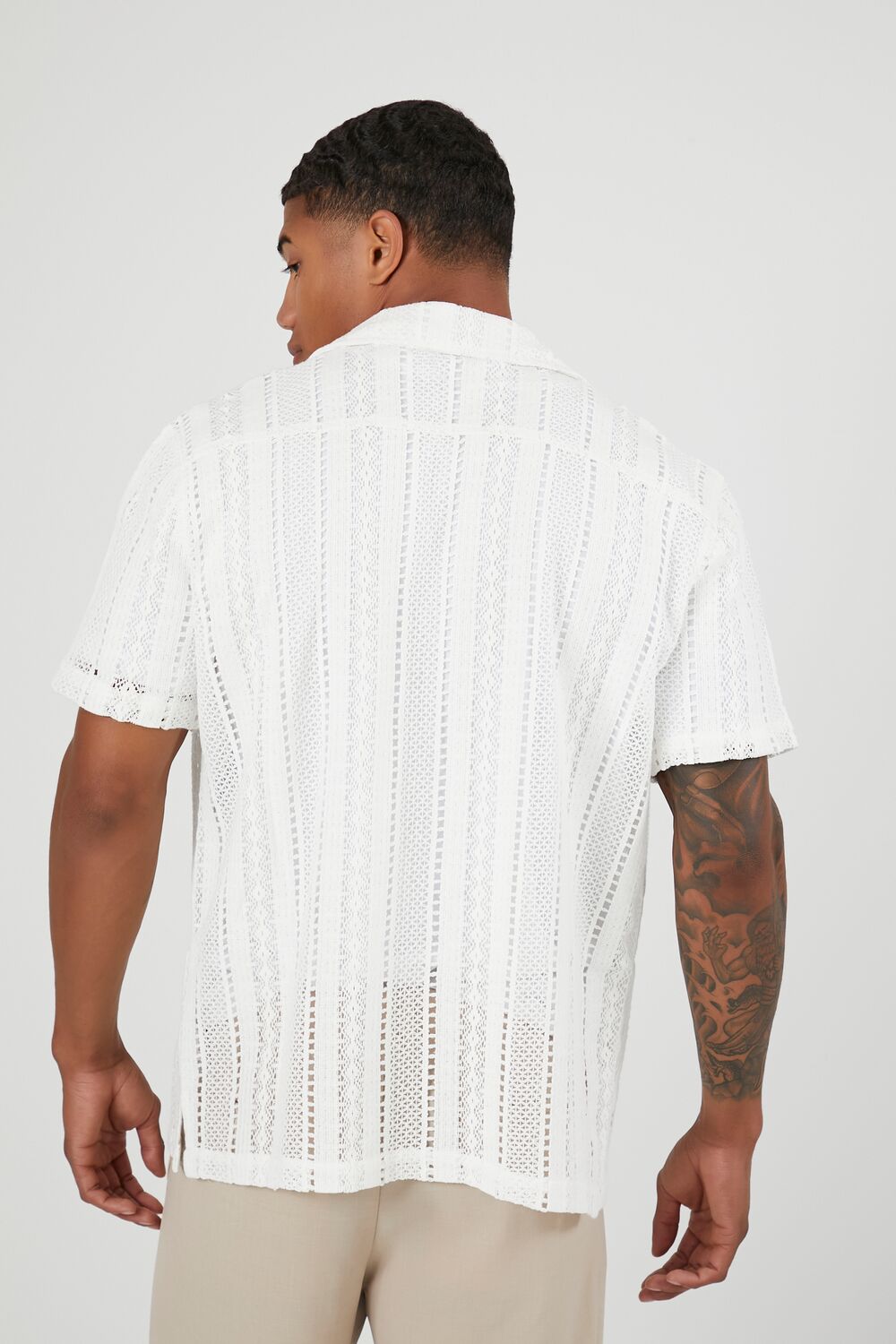 Forever 21 Cuban Collar Crochet Shirt - cream – Bonton